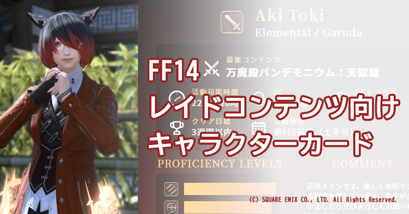 FF14 RAID CHARACTER CARD